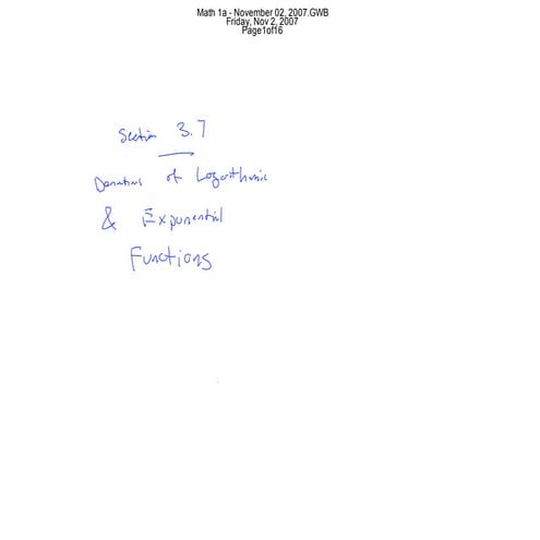 Lesson 17 Derivatives Of Logarithmic And Exponential Functions Ppt