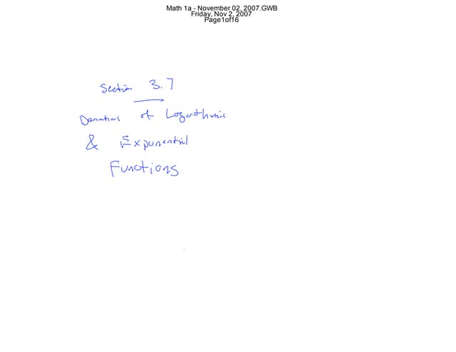 Lesson 17 Derivatives Of Logarithmic And Exponential Functions Ppt