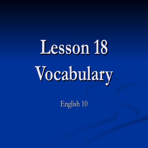 Lesson 18 Vocabulary | PPT