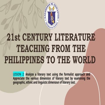 LESSON-2 OF 21ST CENTURY LITERATURE AND TO THE WORLD | PPTX