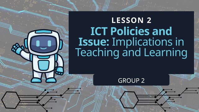 ICT POLICIES, ICT SAFETY ISSUES AND USES OF ICT IN TEACHING AND ...
