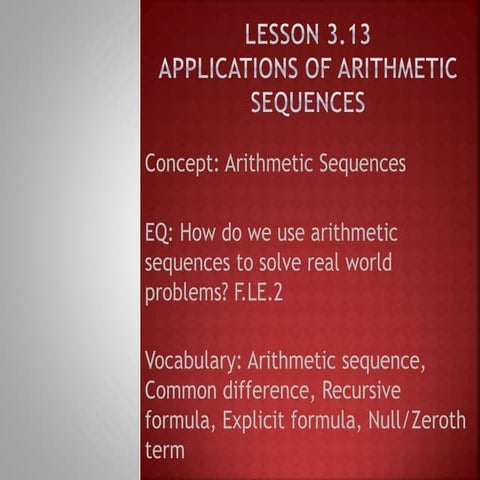 Arithmetic Sequence Grade 10 department of mathematics | PPT