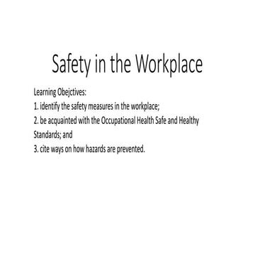 Lesson-3.Safety Measure in the Wokplacepptx | PPT