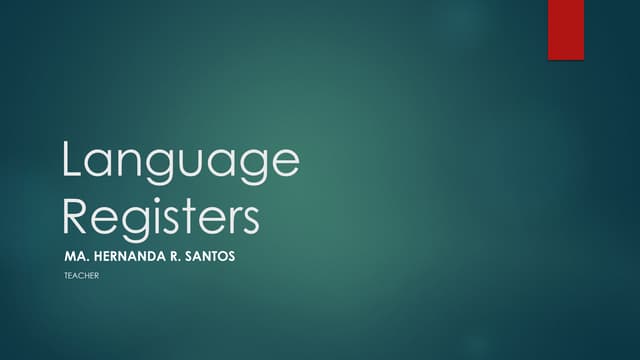 Types of Language Registers | PPTX