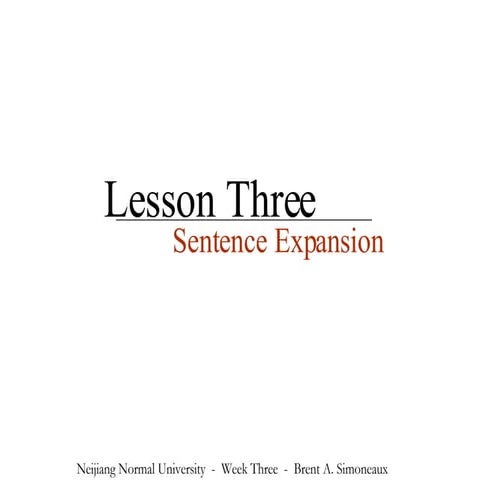 Lesson 3 Sentence Expansion | PPT
