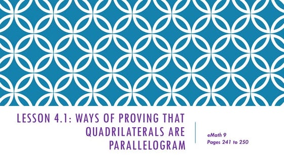 2.7.4 Conditions for Parallelograms | PPT