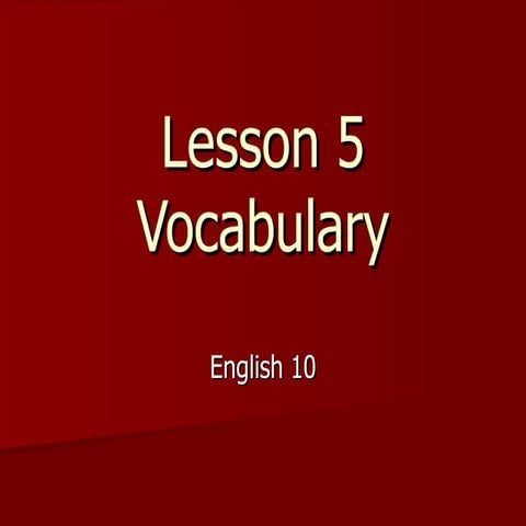 Lesson 5 Vocabulary | PPT