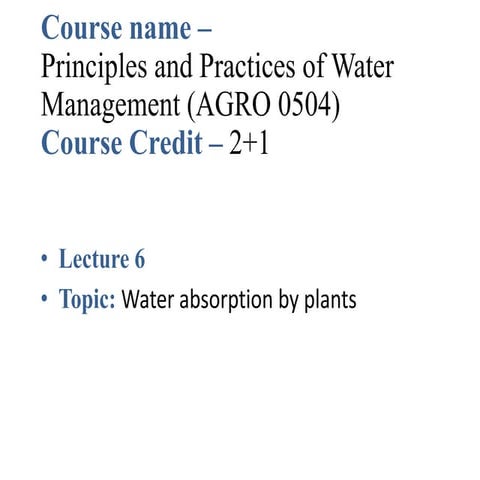 Lesson-6-1 (2). Water absorption by plant | PPT