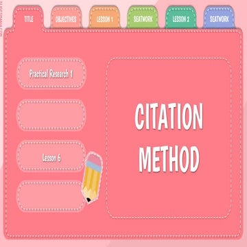 Citation Method Lesson number 6 in Practical Research I | PPTX
