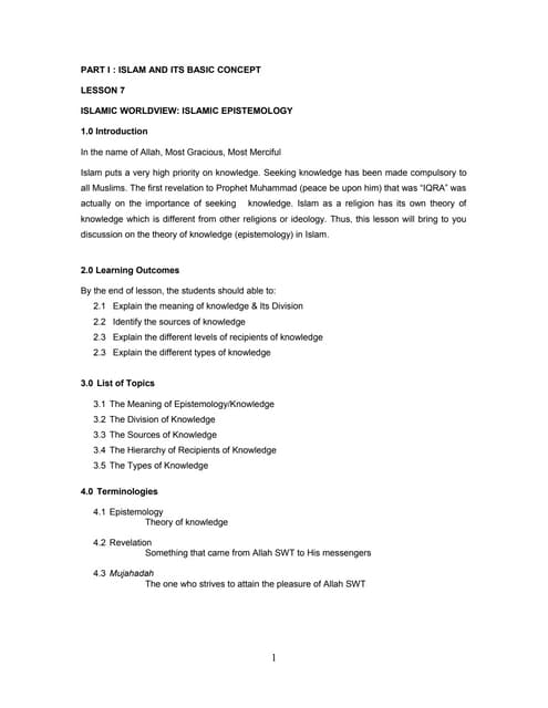 The Concept Of Knowledge In Islam | PPT
