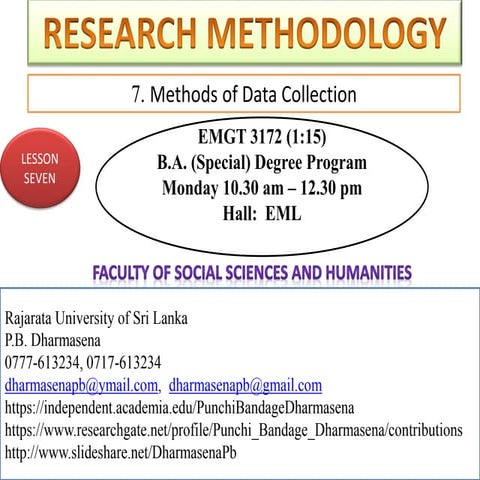 Lesson 7 methods of data collection | PDF
