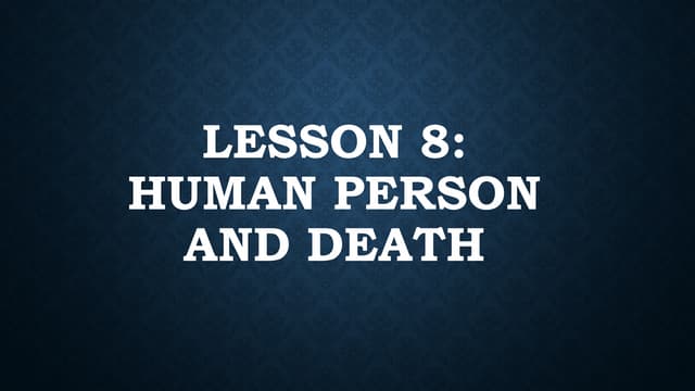 HUMAN PERSONS AS ORIENTED TOWARDS THEIR IMPLEMENTING DEATH | PPTX
