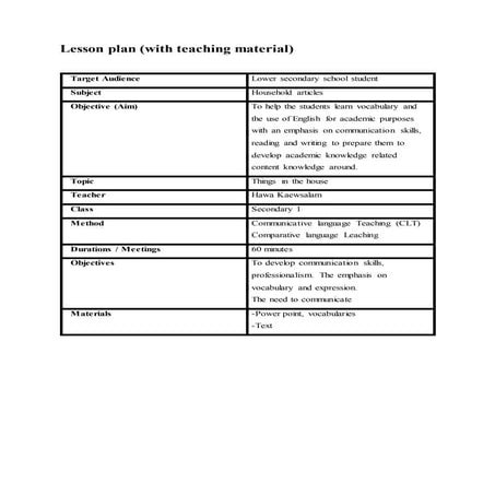 Lesson plan 3 & 4 (tuesday 27 and wednesday 28) | DOCX