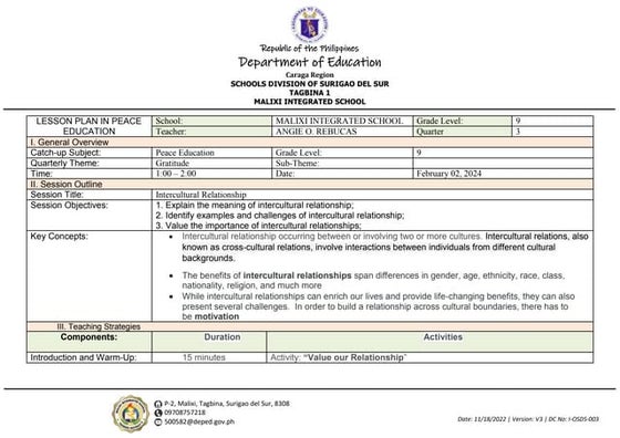 CPAR 12_LESSON PLAN 2023-2024 (1st).docx | Secondary Education | Education
