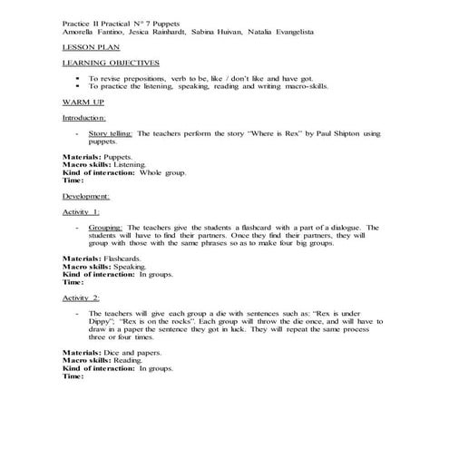 Lesson plan-puppets | DOCX