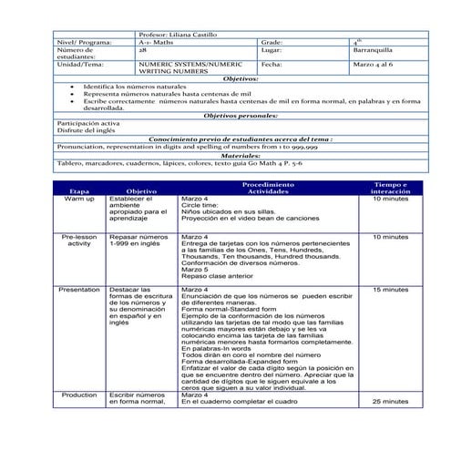 Lesson plan writing numbers | PDF