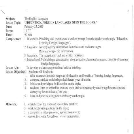 Lesson Plan: Foreign Languages Open new Doors | PPT