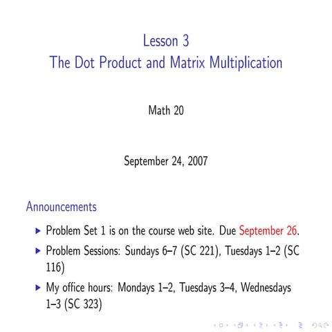 Lesson03 Dot Product And Matrix Multiplication Slides Notes | PDF ...