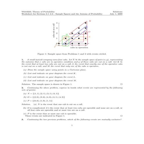 Worksheet: Sample Spaces, the Axioms of Probability (solutions) | PDF