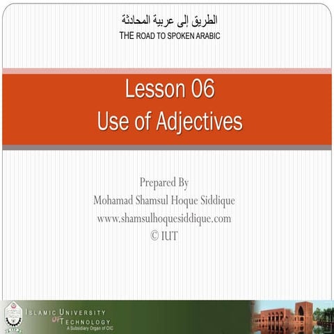 Lesson # 06 ( Use of Adjectives in Arabic) | PPT