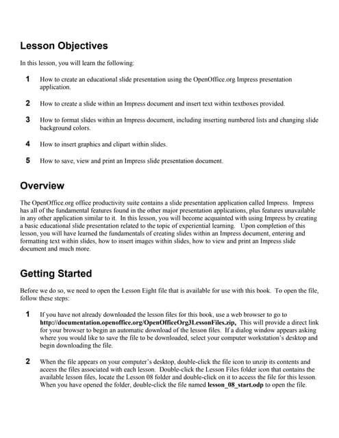 OpenOffice.Org Impress Tutorial | PDF