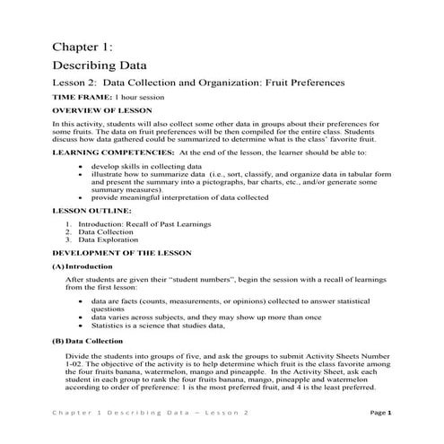Lesson 1 02 data collection and analysis | PDF