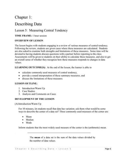 Measures of Central Tendency | DOCX