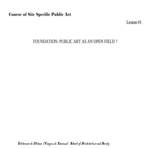 Lesson 1-Site specific Public Art | PPT