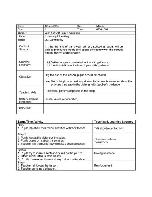 Lesson plan for kssr&linus bi yr 1 | DOCX