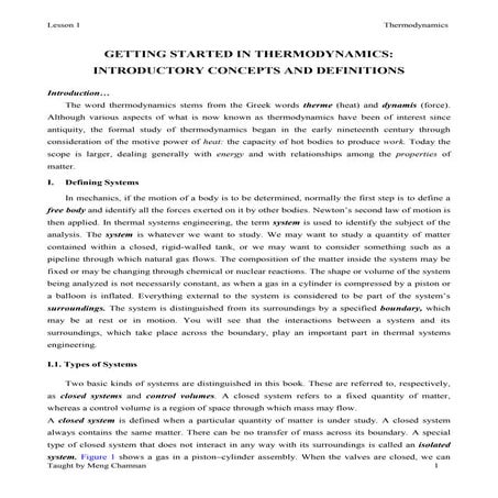 Getting Started In Thermodynamics Introductory Concepts And