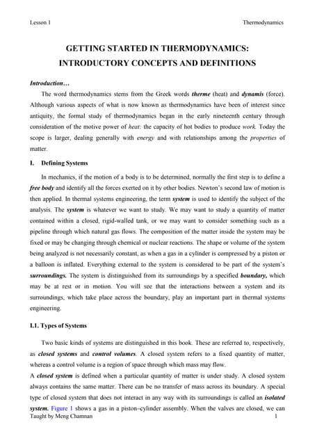 Getting Started In Thermodynamics Introductory Concepts And