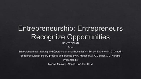 Entrepreneurship module 1 | PPT