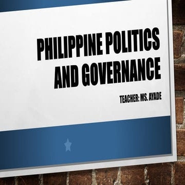 Concepts, Relations and Importance of Politics and Governance | PPTX
