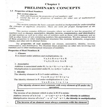 Preliminary Concepts in Abstract Algebra | PDF