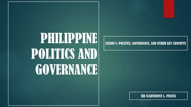 Philippine Politics and Governance - PPG | PPTX