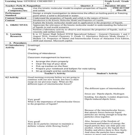 Detailed lesson plan 1 general chemistry.docxss | PDF