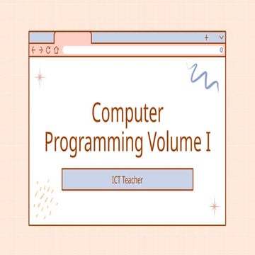 programming volume 1 Personal Entrprenuer | PPTX