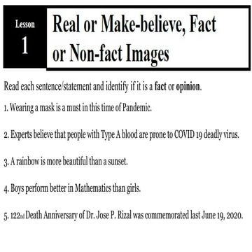 English 6 Module 1 Lesson 1 Real or Make-Believe | PPTX