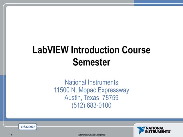 Presentation on LabVIEW Basics | PPTX