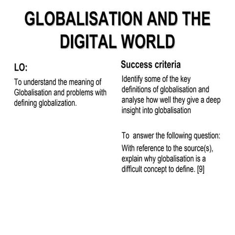 Lesson 1 defining globalisation. | PPT