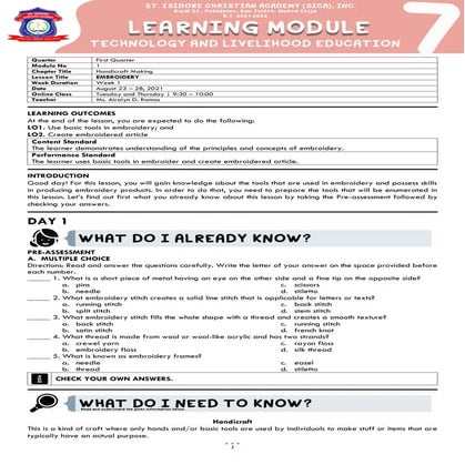 EPP- Basic Stitches | PPTX