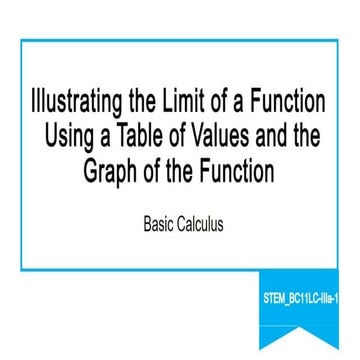 Lesson 1 - Illustrating the Limits of function using table of values and graph.pptx