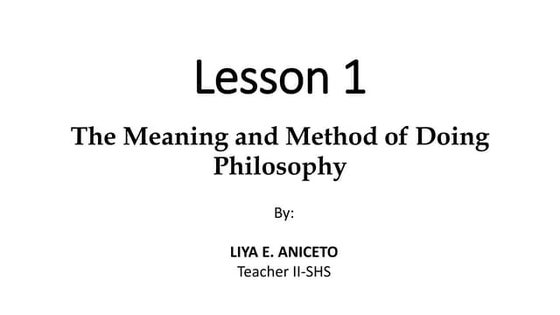 Lesson 1 introduction to the Philosophy of the human person | PPTX | Education
