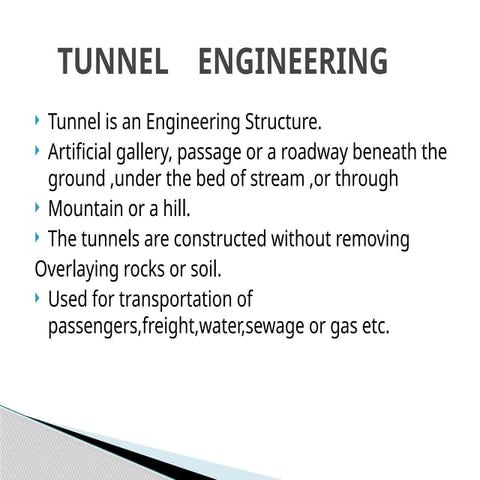 Tunnel Engineering Basics Of Tunnel Types Pdf
