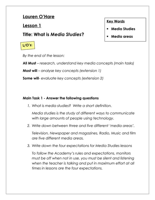 Lesson 1- Intro to Media Worksheet | DOC