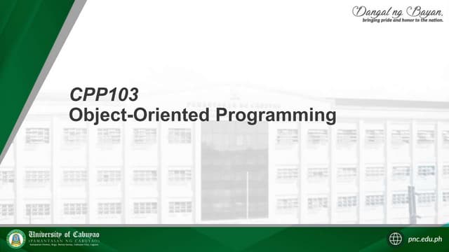 Lesson 1 - Object Oriented Programming CPP103.pptx Lesson 1 - Object Oriented Programming CPP103.pptx