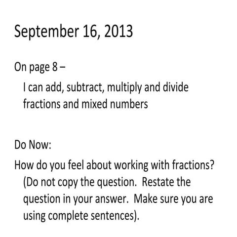 Lesson 1 operations with fractions part 1 (notes) | PPT