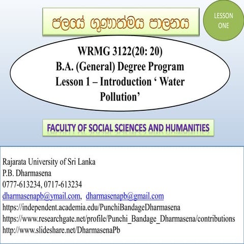 Lesson 1 water pollution | PPT