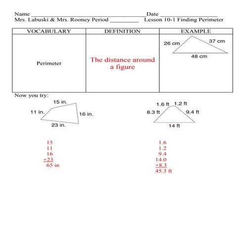 Lesson 10 1 perimeter | PDF