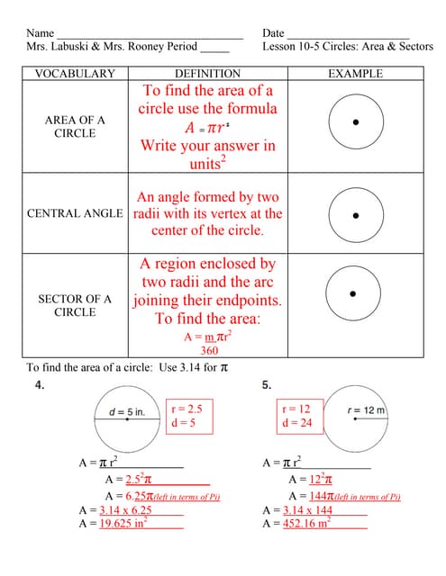Area of a Circle | PPT | Physics | Science